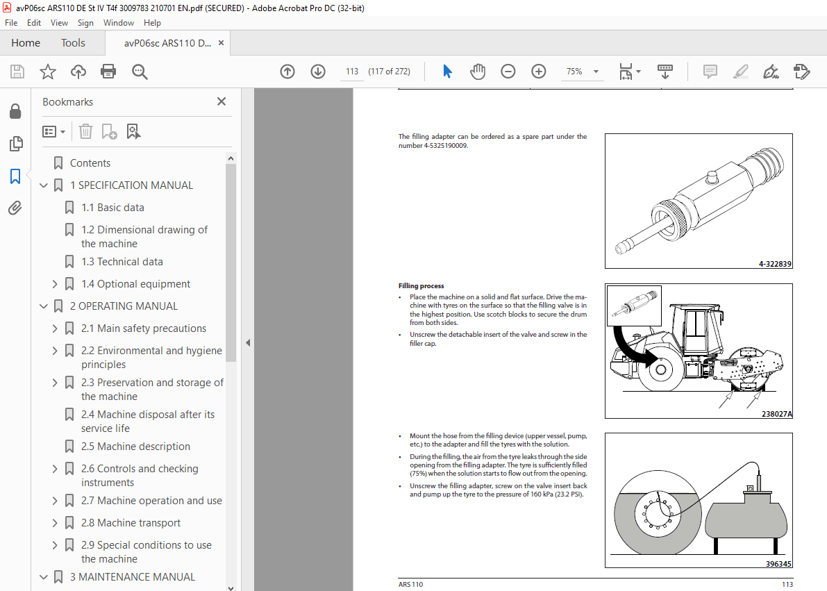 Ammann ARS 110 Single Drum Roller Operating Manual 3009783 - PDF