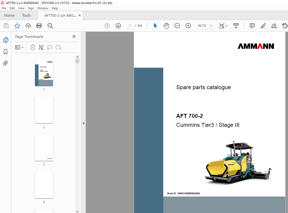 Ammann AFT 700-2 Parts Manual 10002150KM3004262 - PDF DOWNLOAD