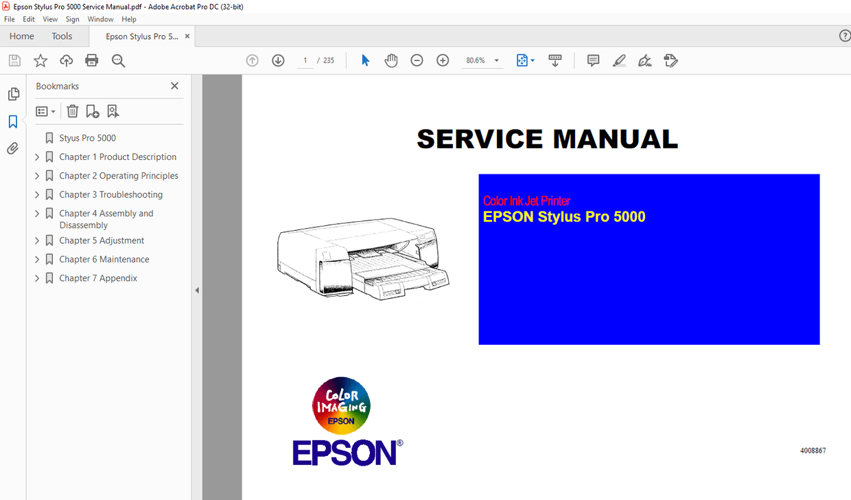 Epson Stylus Pro 5000 Service Manual - PDF DOWNLOAD