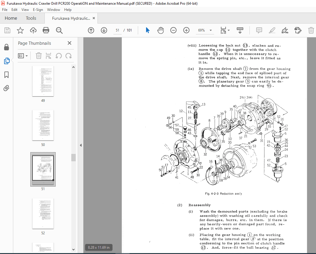 FURUKAWA PCR 200 CRAWLER DRILL Operation Maintenance & Repair Manual ...