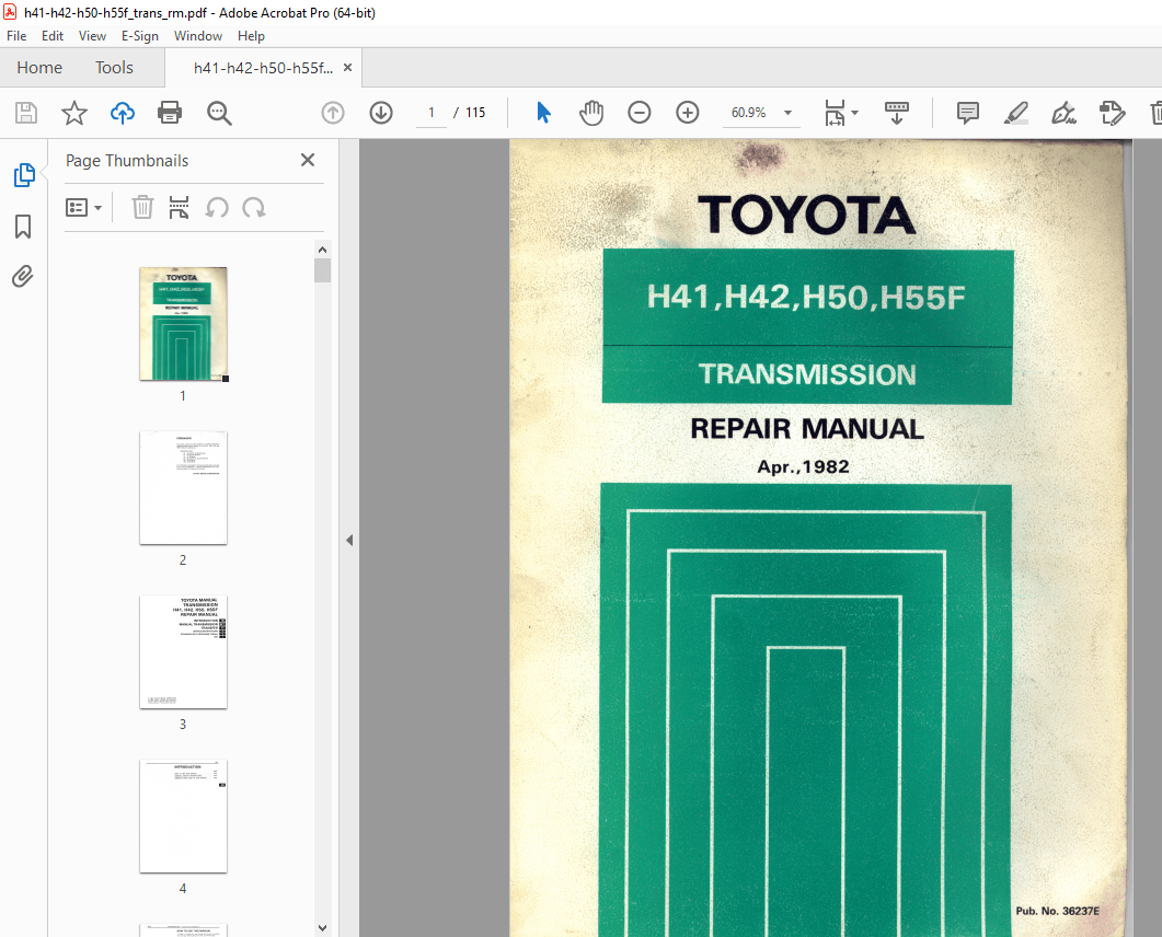 Toyota Land Cruiser H41 H42 H50 H55F Transmission Repair Manual - PDF DOWNLOAD