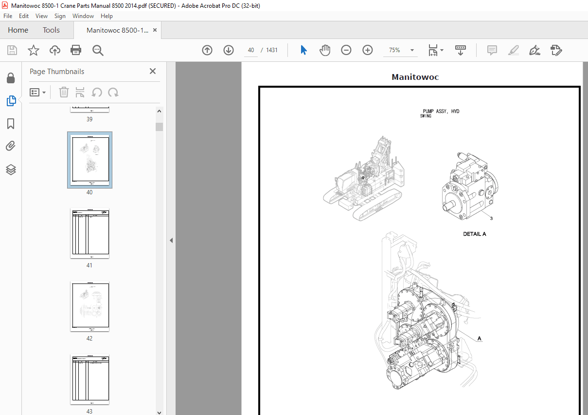 Manitowoc Crane 8500-1 Parts Manual SN 8501Ref – PDF DOWNLOAD