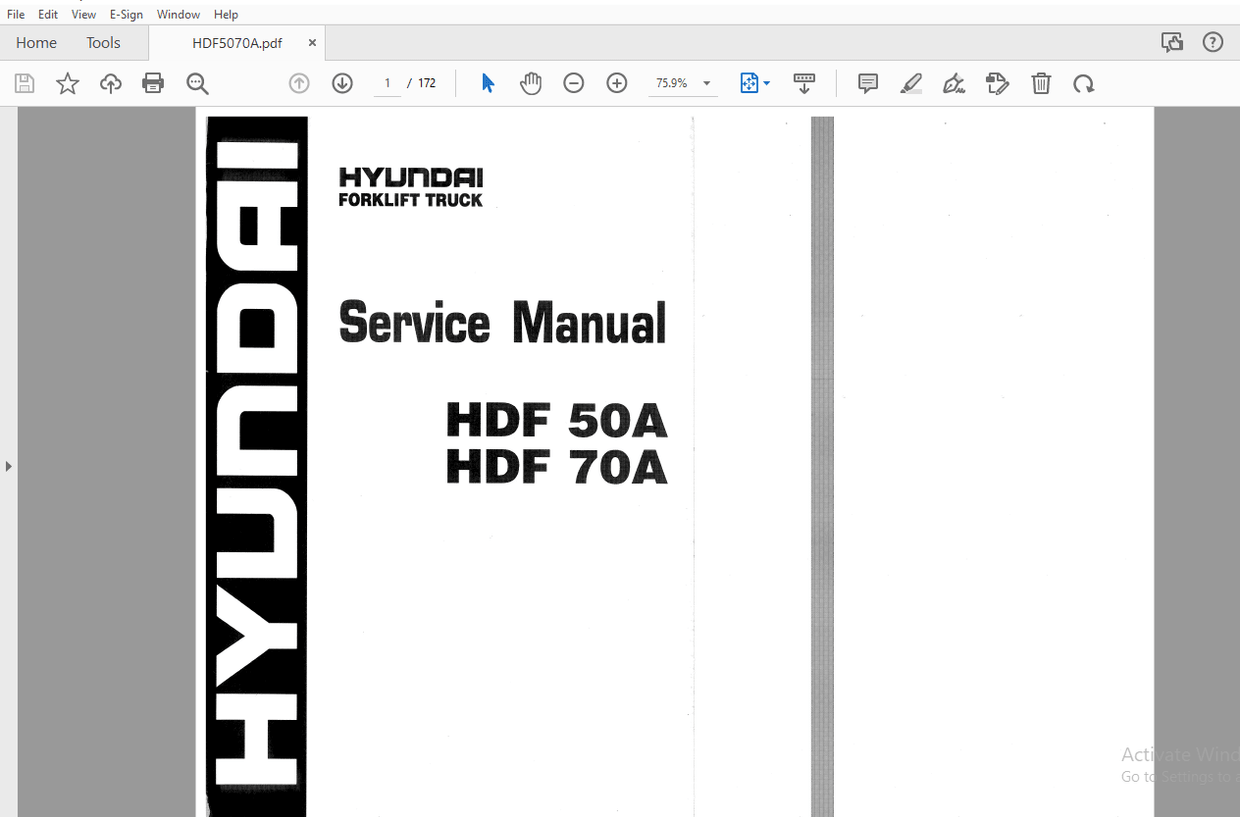Hyundai Forklift HDF 50A HDF 70A Service Manual – PDF DOWNLOAD