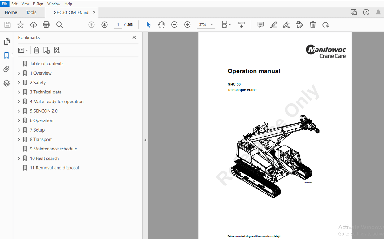 Manitowoc GHC 30 Telescopic Crane Operation manual – PDF DOWNLOAD