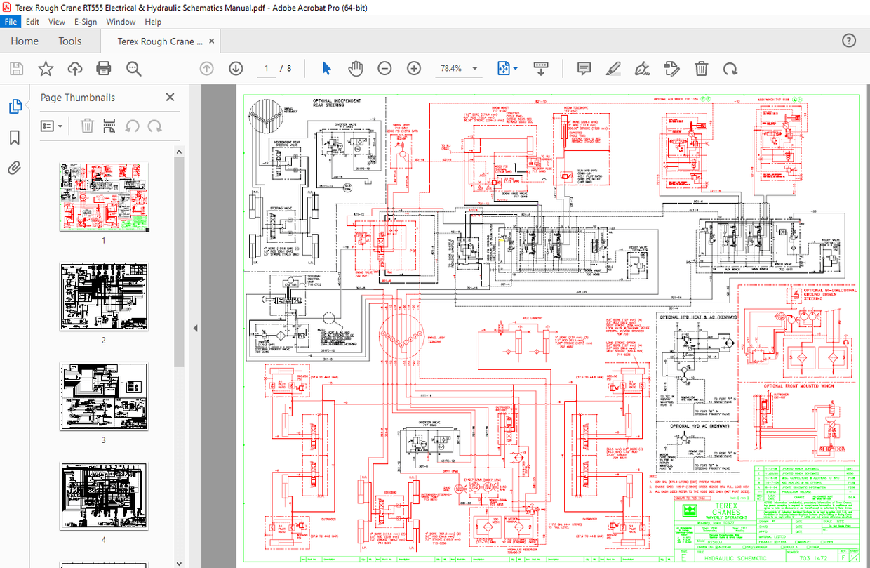 Terex Rough Crane RT555 Electrical & Hydraulic Schematics Manual - PDF DOWNLOAD