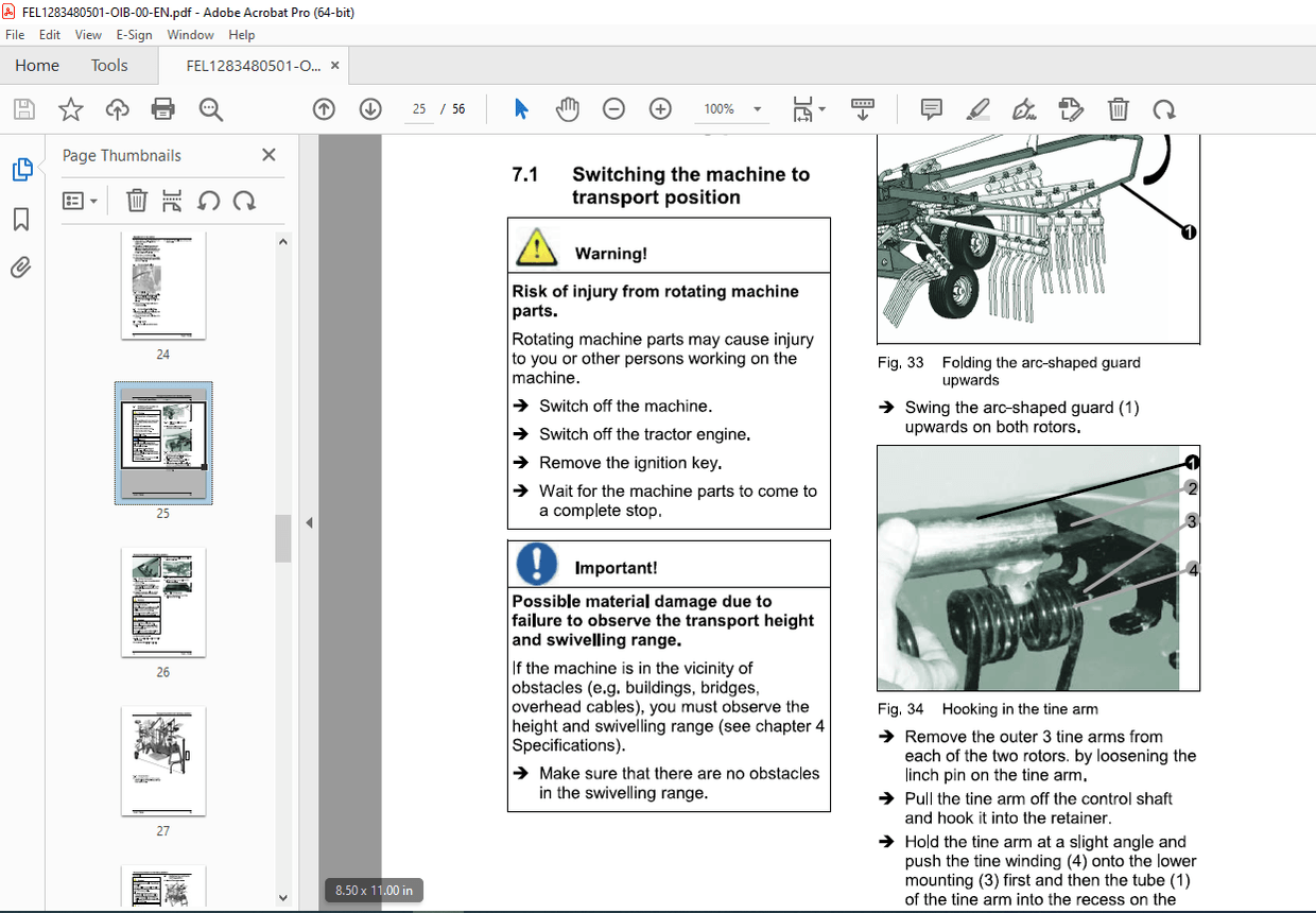 Fella EU Juras TS 801 TS 880 Rotary Rake Operator’s Manual – PDF DOWNLOAD