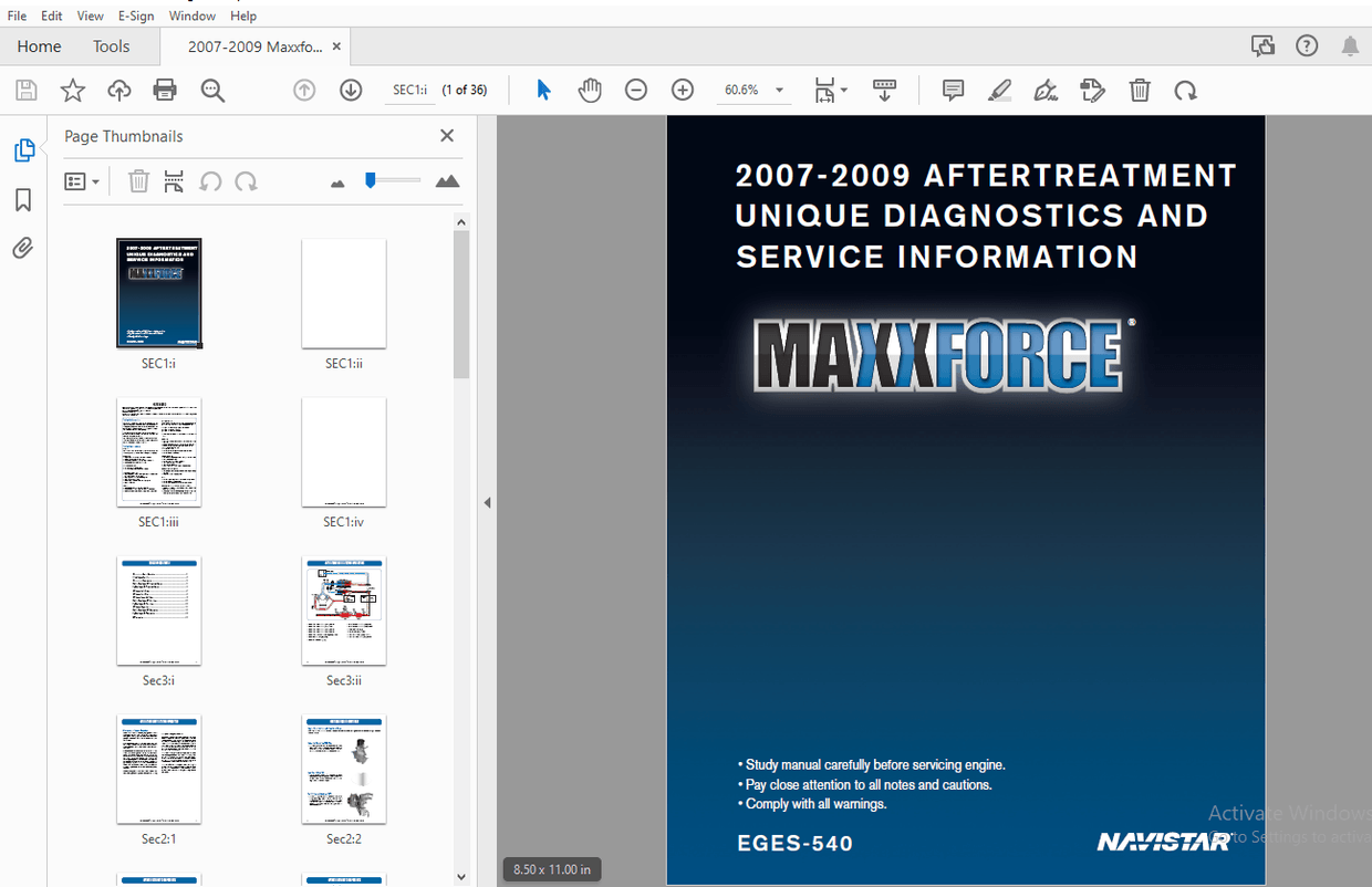 2007-2009 MAXXFORCE AFTERTREATMENT UNIQUE DIAGNOSTICS & SERVICE INFORMATION – PDF DOWNLOAD