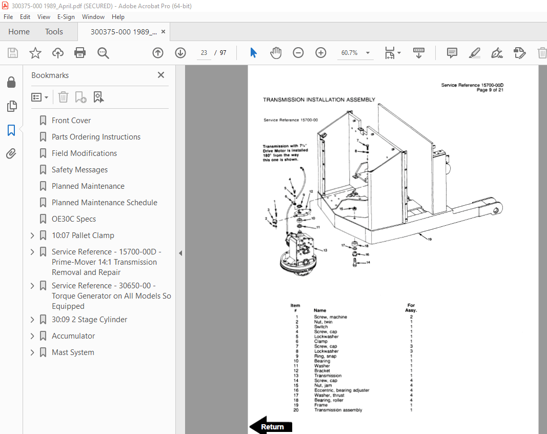 BT Prime Mover OE-30C Electric Order Selector Repair Manual - PDF DOWNLOAD