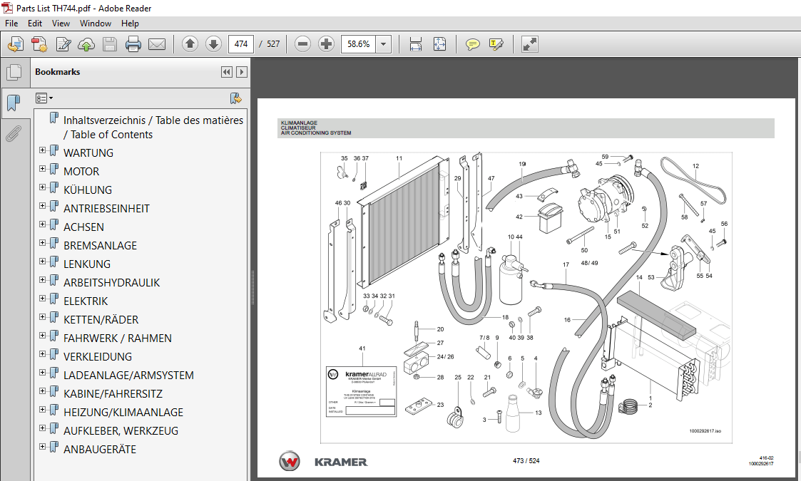 Kramer Telehandler 4407 Spare Parts List Manual PDF DOWNLOAD