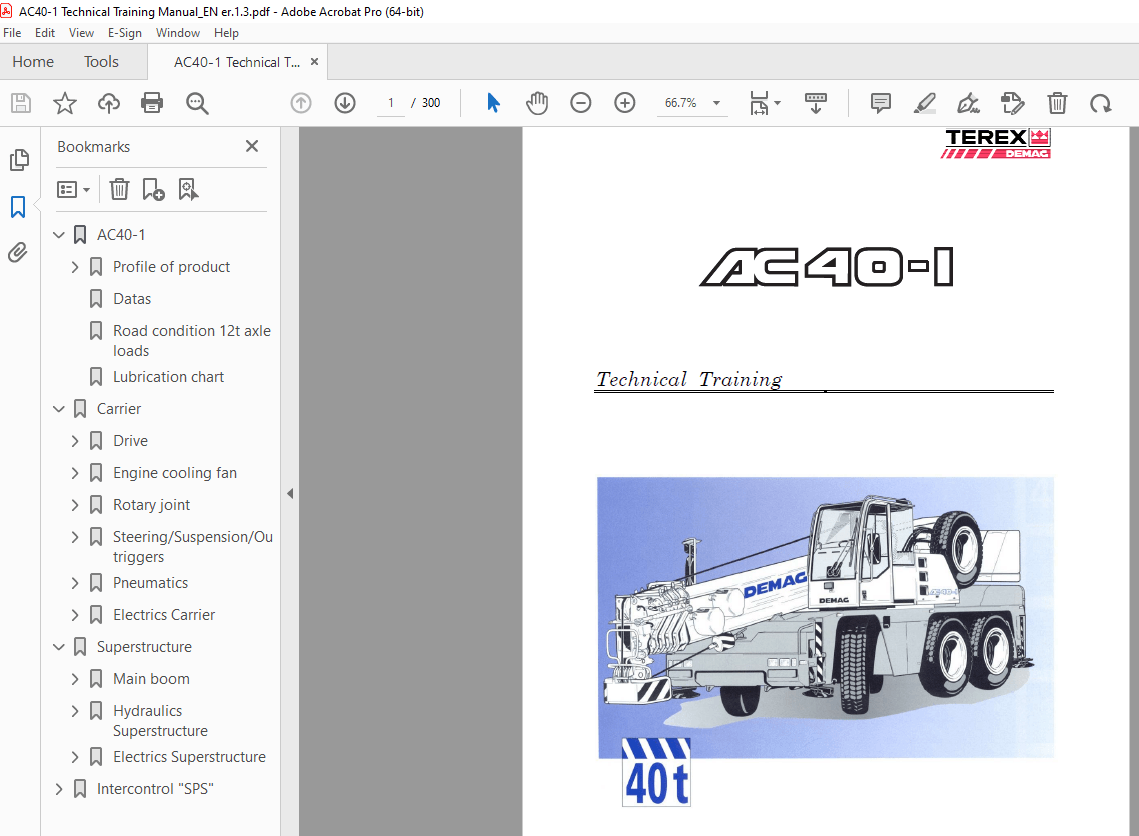 Terex Demag Crane AC40-1 Technical Training Manual – PDF DOWNLOAD