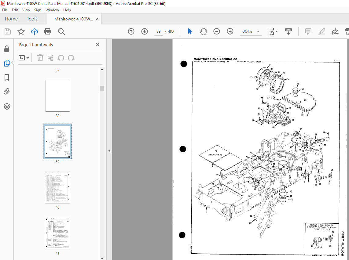 Manitowoc Traditional Crane 4000W Parts Manual 41621 – PDF DOWNLOAD