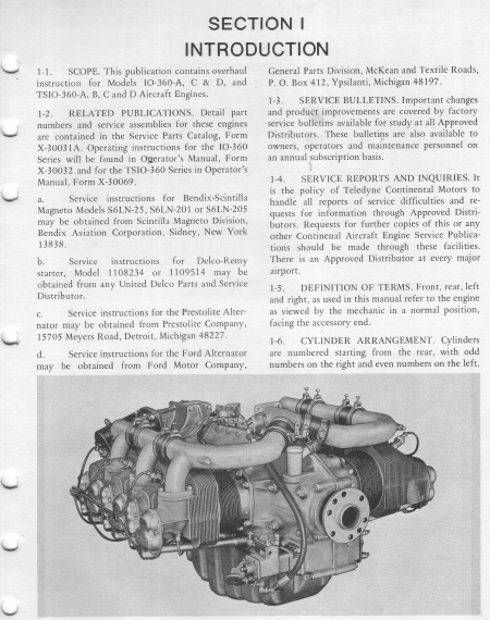 Continentel Io 360 Tsio 360 Series Aircraft Engine Overhaul Part Manual ...