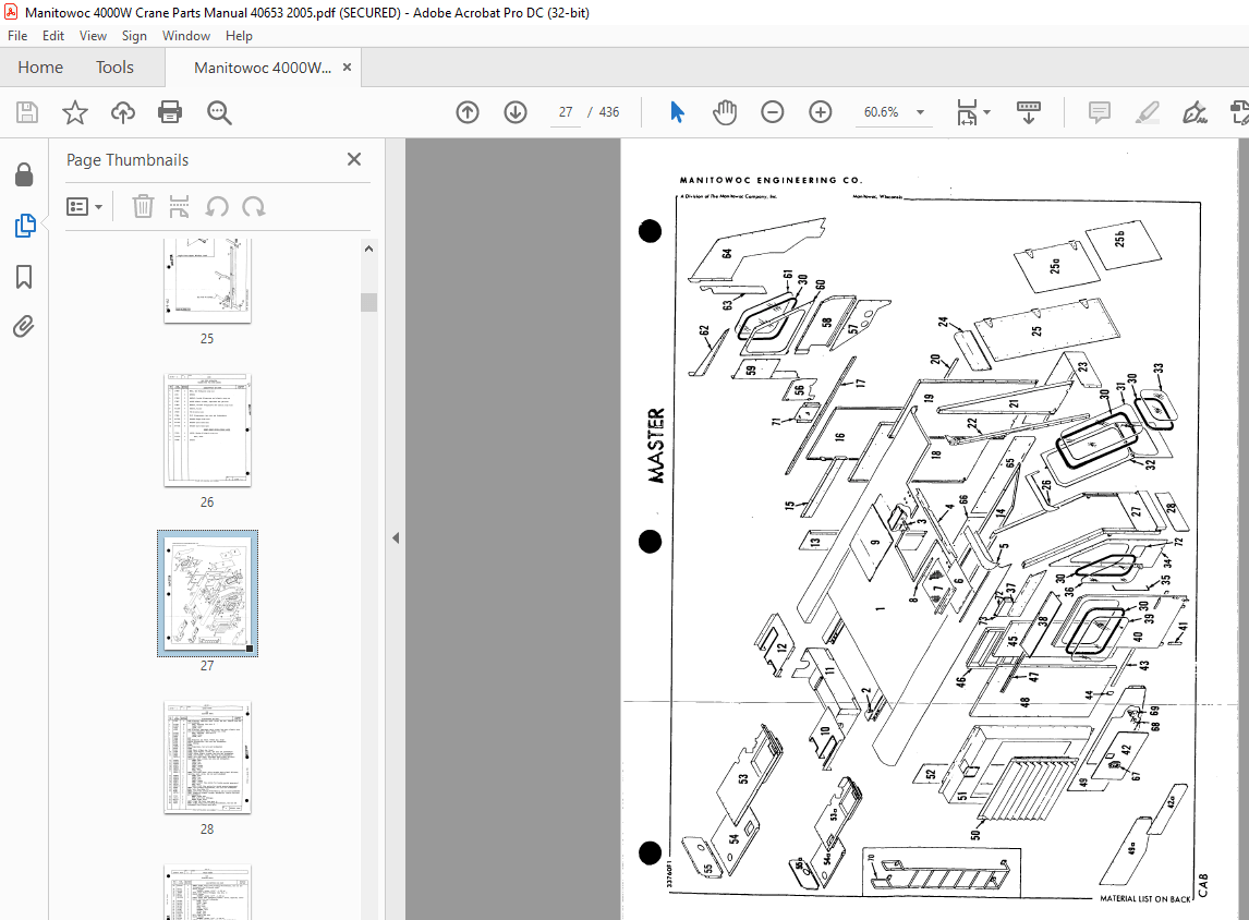 Manitowoc Traditional Crane 4000W Parts Manual SN 40653 – PDF DOWNLOAD