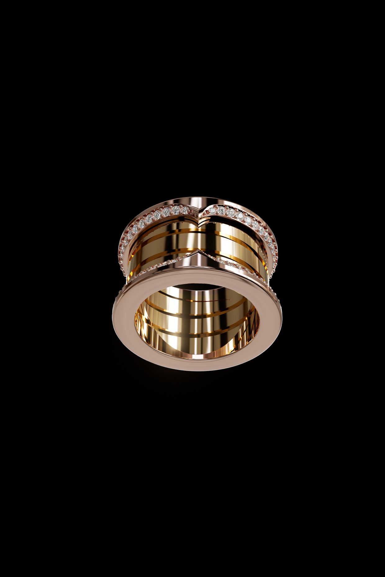 Elegant Men’s Luxury Ring 3D Model – Gold & Diamond Design