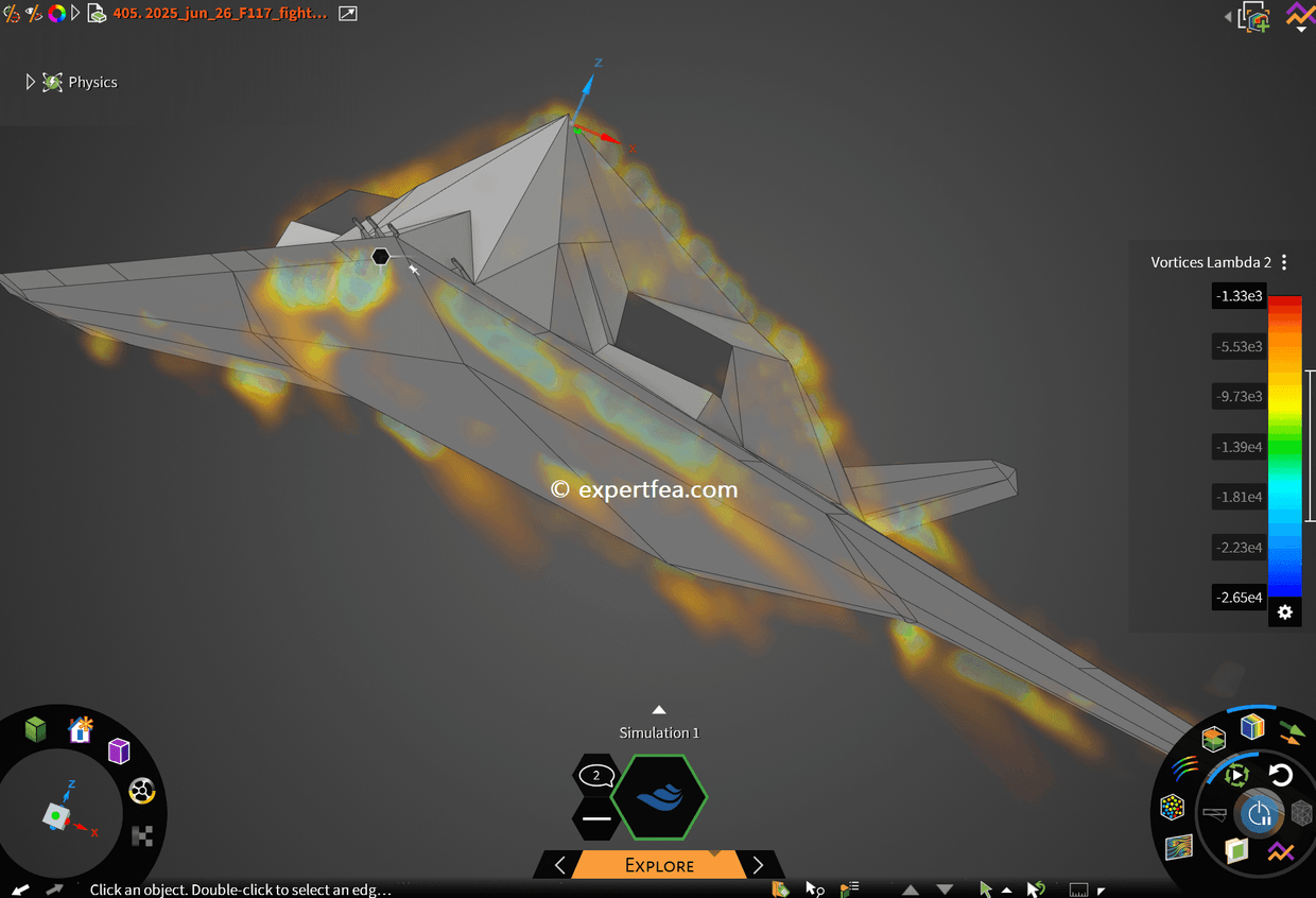 ANSYS Discovery 2022 R1 and 2024 R2 solved CFD files with 3D model for Lockheed F-117 Nighthawk