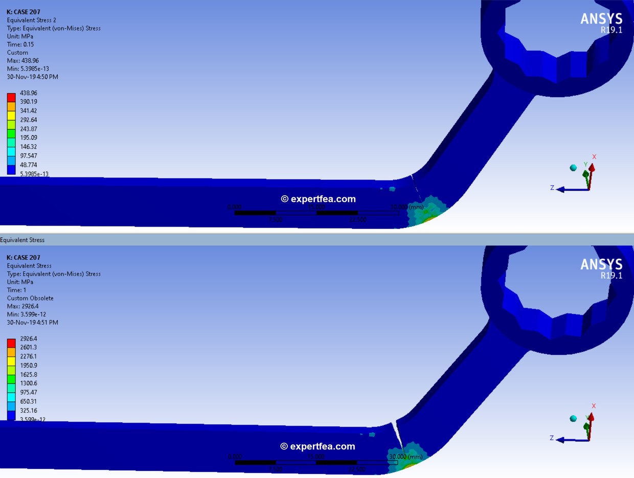 ANSYS Workbench 19.1 Mechdat file and 3D model for wrench XFEM