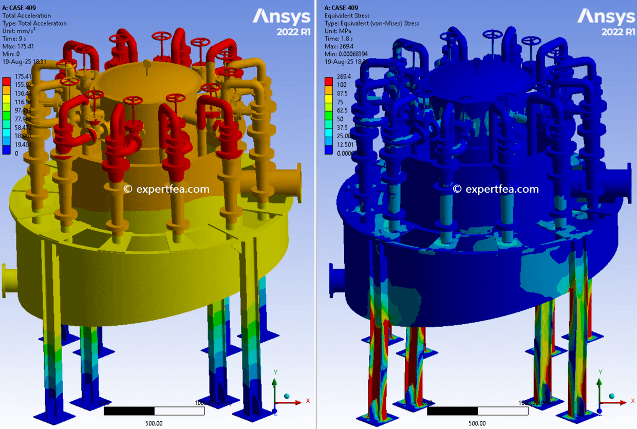 ANSYS Workbench 2022 R1 solved WBPZ archive with 3D model for Seismic FEA of Hydrocyclone