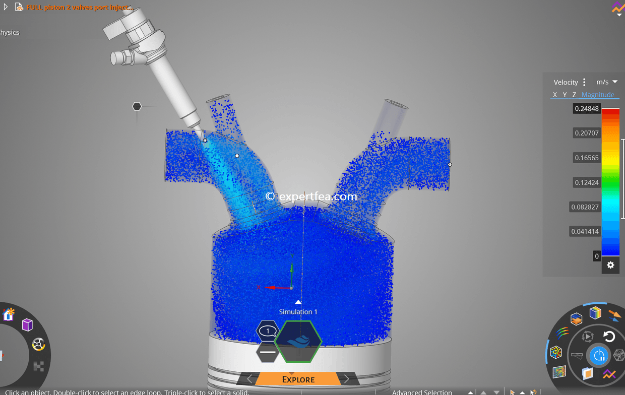 ANSYS 2021 R1 solved CFD DSCO file with 3D model for CFD Simulation of the Intake Phase of Gasoline