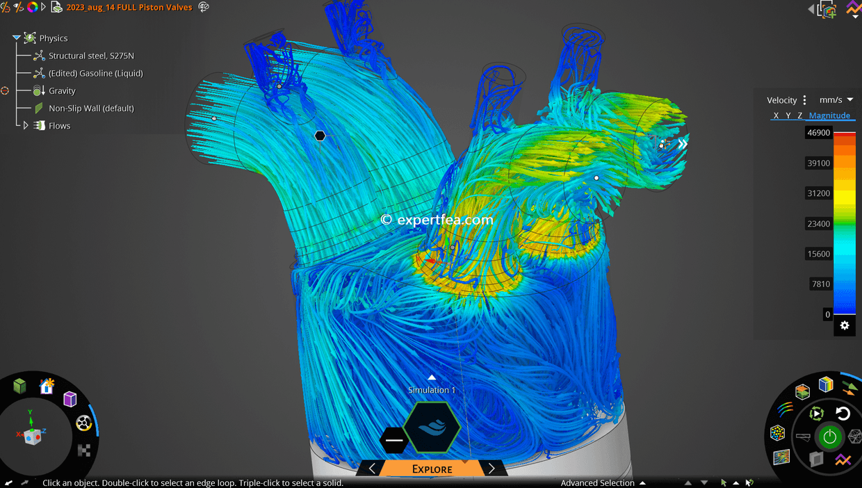 ANSYS DISCOVERY 2022 R1 solved CFD with 3D model for Internal Combustion Engine 4 Cylinder