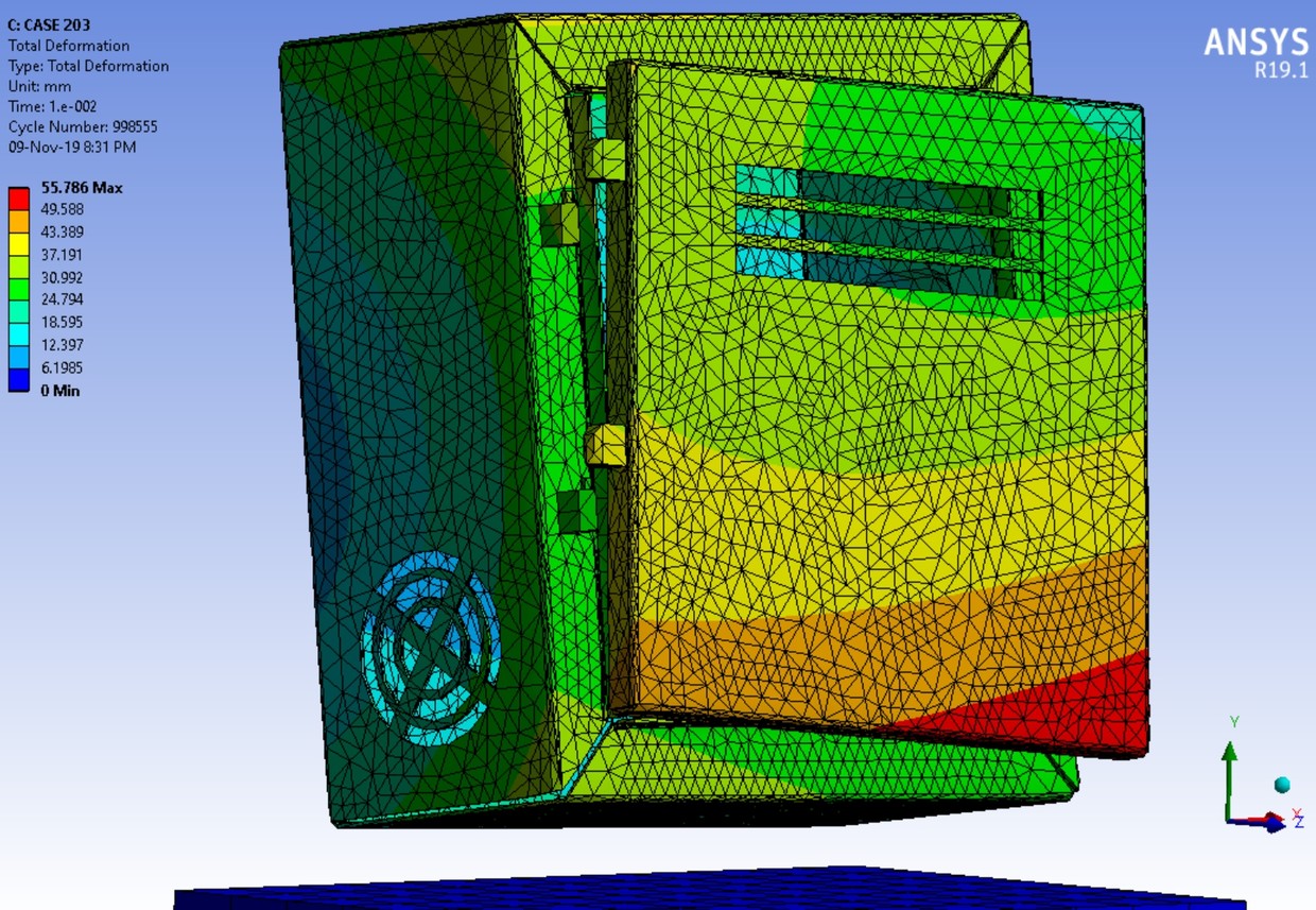 ANSYS Workbench 19.1 Mechdat file and 3D model for Al box drop test