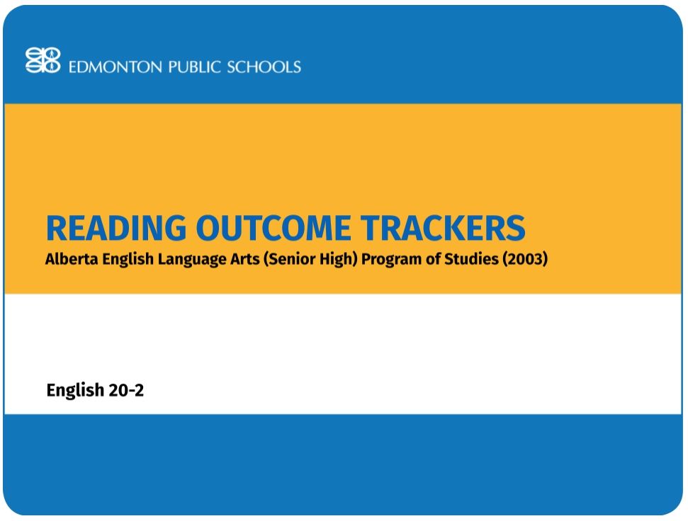 Reading Outcome Trackers for the English Language Arts POS English 20-2