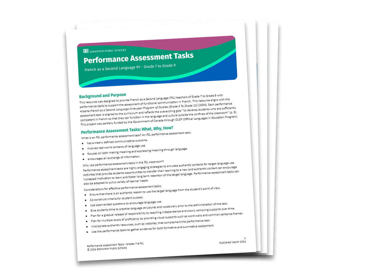 FSL Performance Assessment Tasks - Grades 7-9