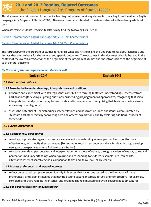 Reading-related Outcomes in the English Language Arts Program of ...