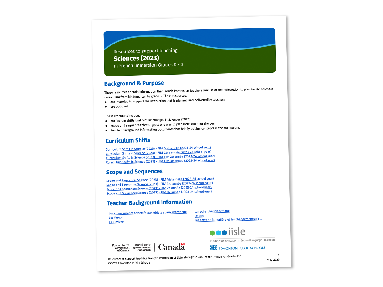 Resources to support teaching Sciences (2023) in French immersion ...
