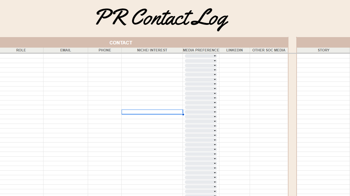PR Contact Log Template