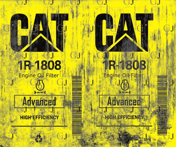 Dirty CAT Oil PNG Filter File 1808 Label Caterpillar M