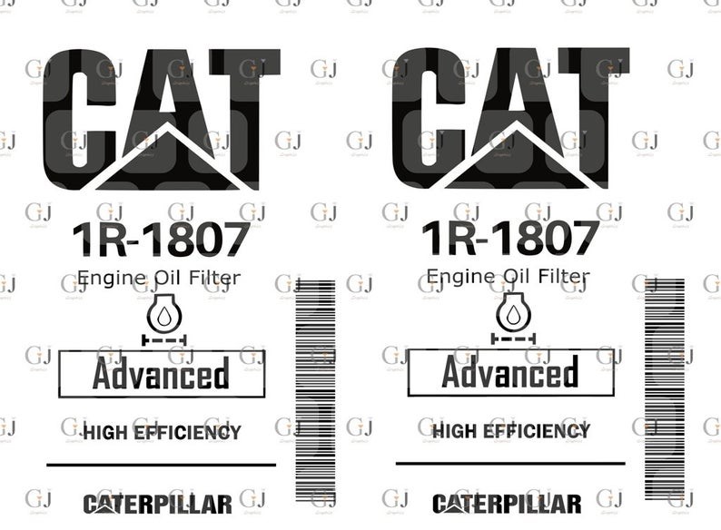 CAT Oil SVG File Filter 1807 Label Caterpillar Motor E