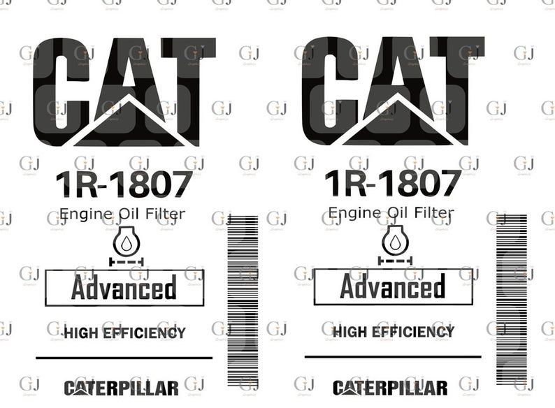CAT Oil SVG File Filter 1807 Label Caterpillar Motor Engine Digital ...
