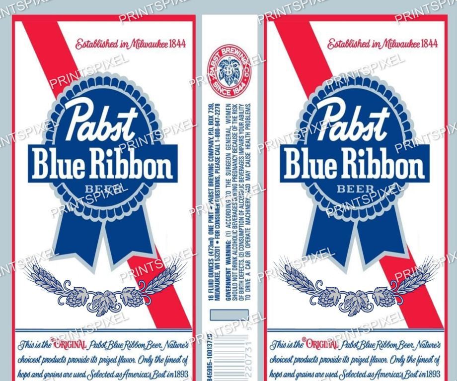 PBR Pabst Blue Ribbon Beer PNG Design Tumbler Label File Digital ...
