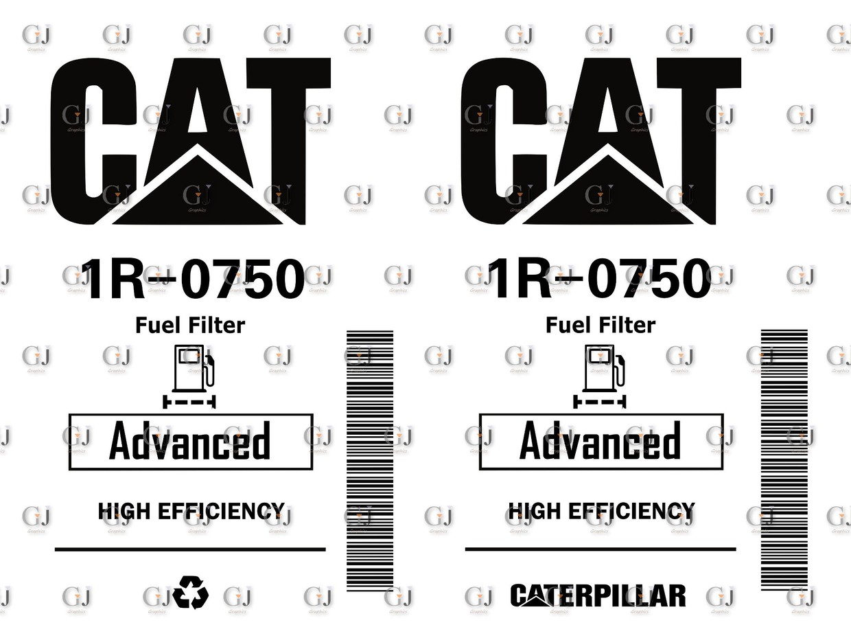 White CAT Fuel Filter Label File Caterpillar Motor Engine 0750 Digital ...