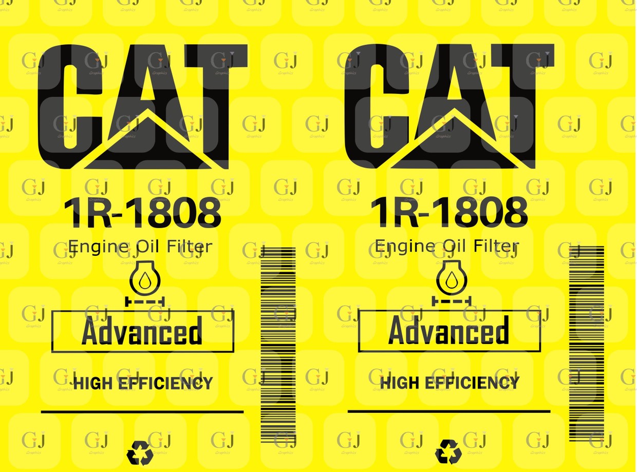 CAT Caterpillar 1808 Engine Oil Filter Label File Digital warped ...