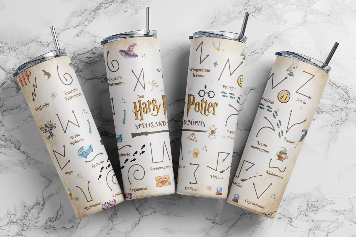 Harry Potter Wand Moves and Spells Tumbler Design Digital download ...