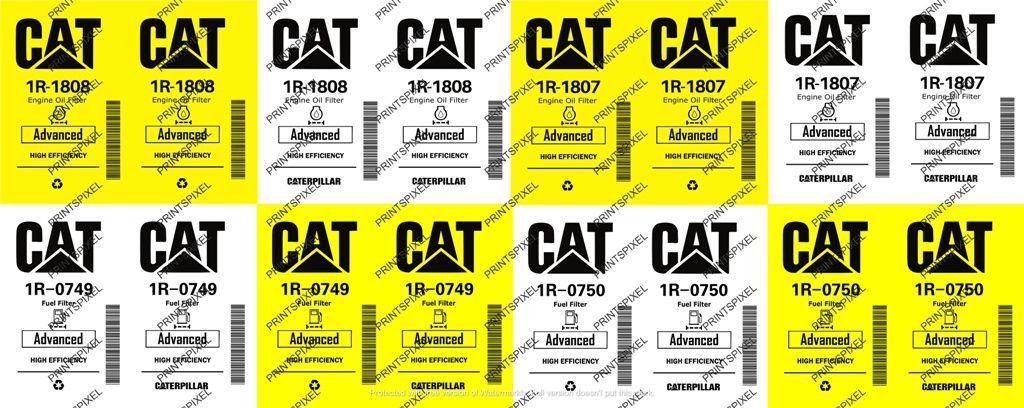 CAT Caterpillar Mega Bundle Motor Engine Oil Filter Label 1807 1808 ...