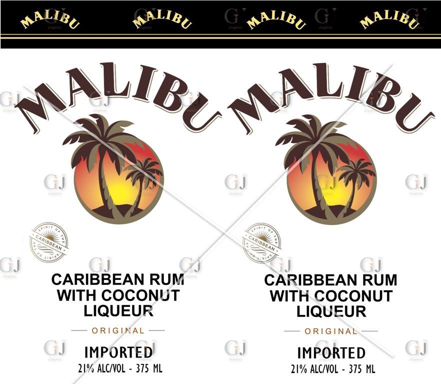 Malibu Rum PNG Drink Design 20oz skinny Tumbler Label File Digital ...