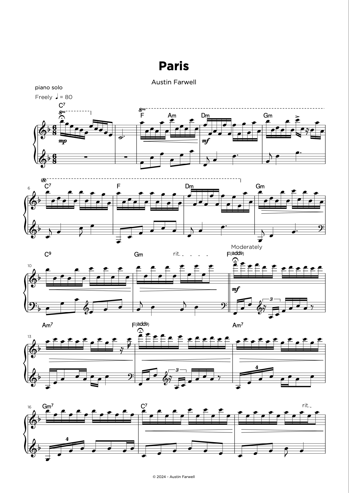Austin Farwell Sheet Music | Deep Breaths + Dreaming + New Home
