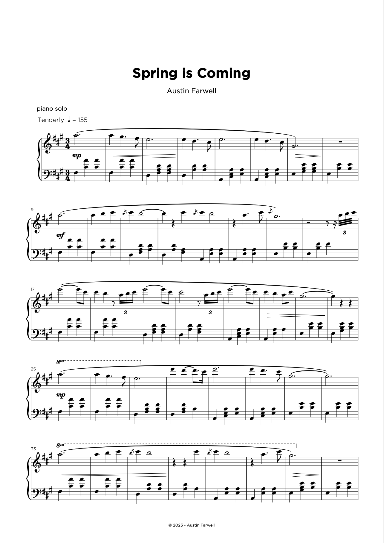 Austin Farwell Sheet Music | Deep Breaths + Dreaming + New Home