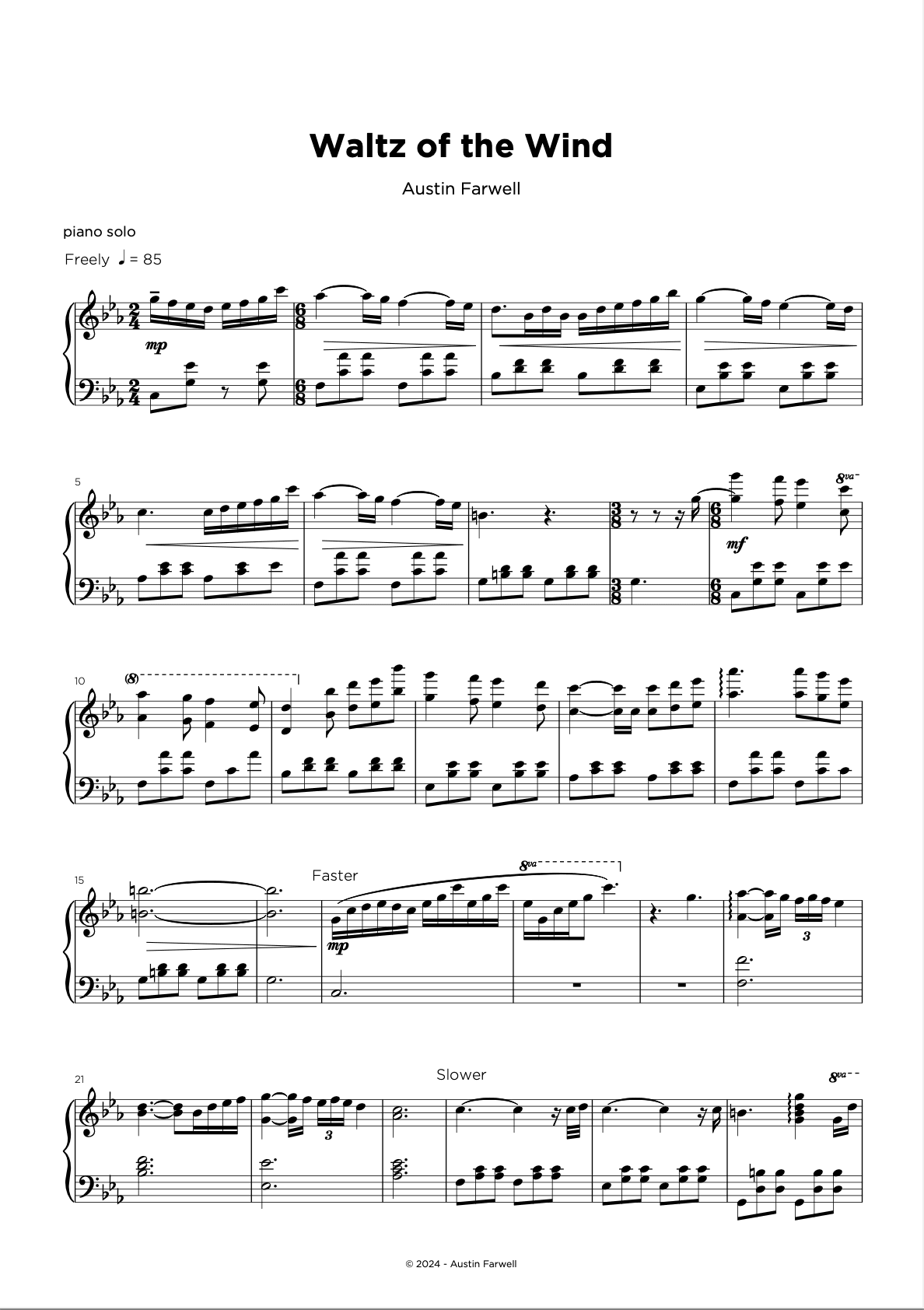 Austin Farwell Sheet Music | Deep Breaths + Dreaming + New Home