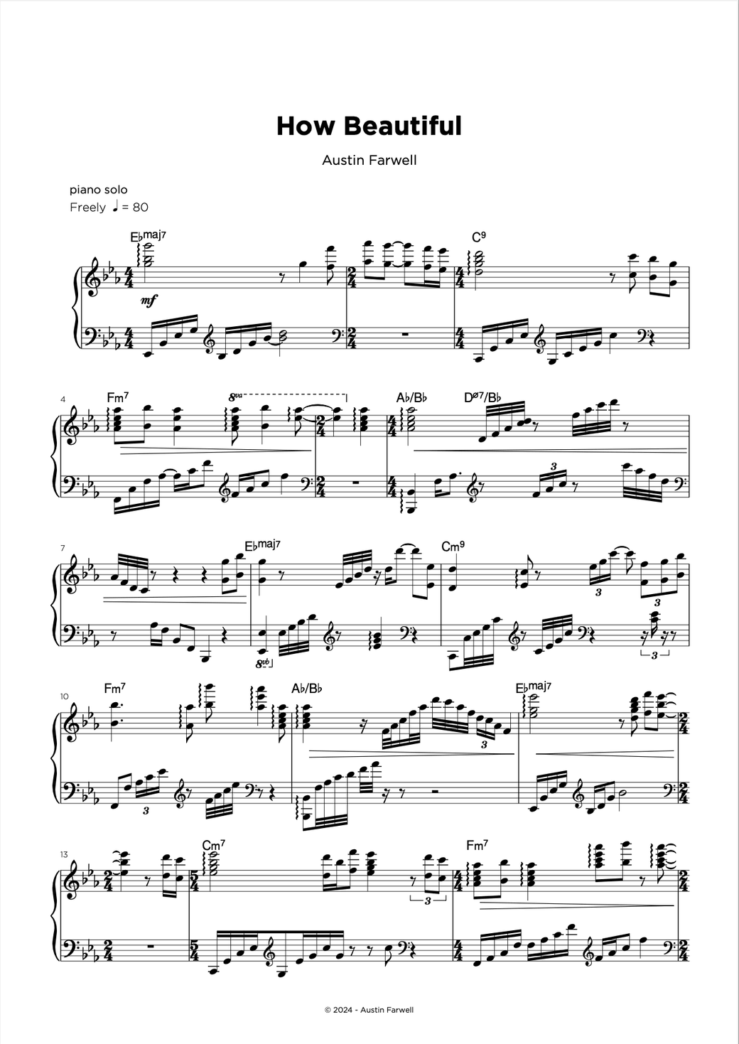 Austin Farwell Sheet Music | Deep Breaths + Dreaming + New Home