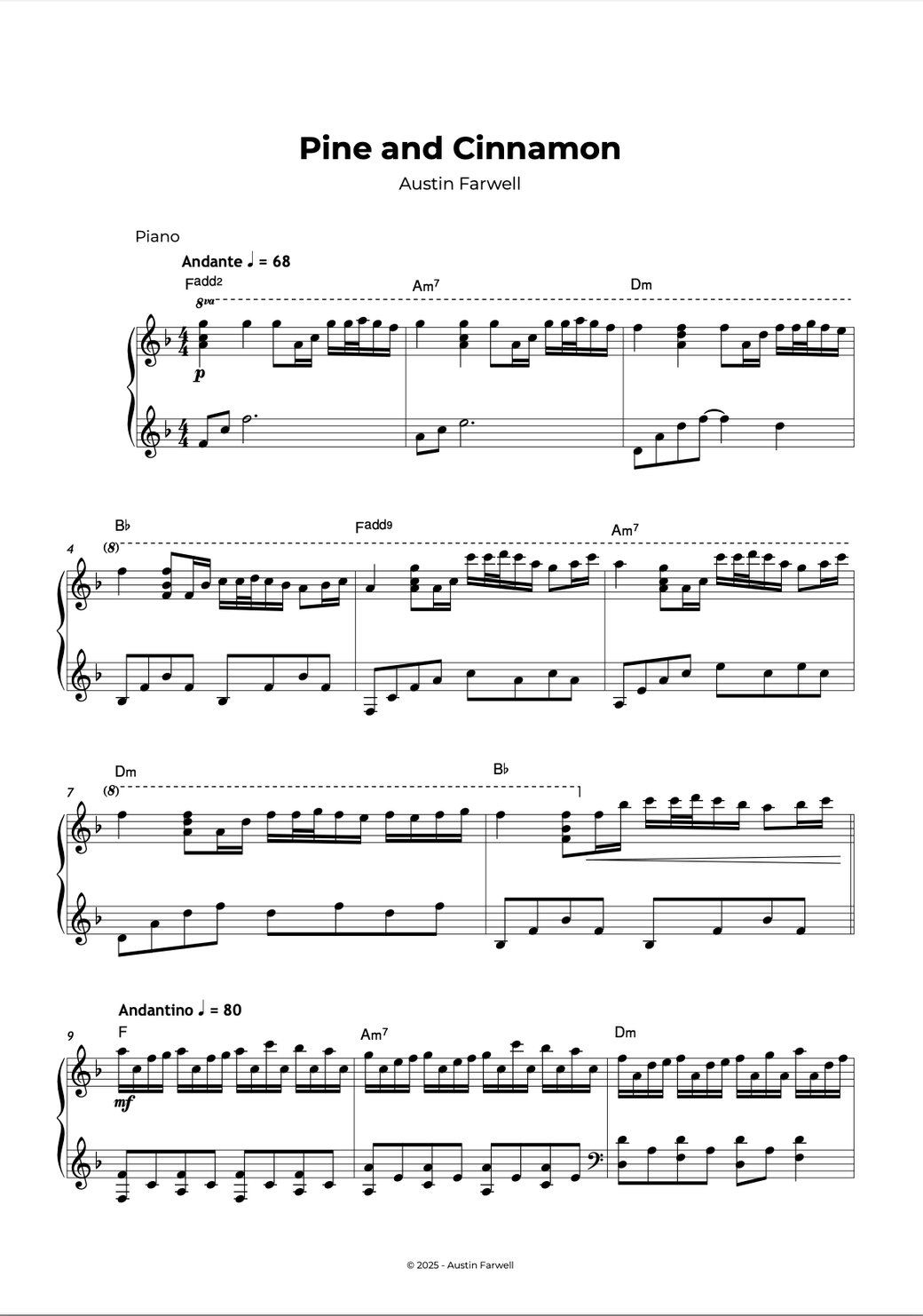 Austin Farwell Sheet Music | Deep Breaths + Dreaming + New Home