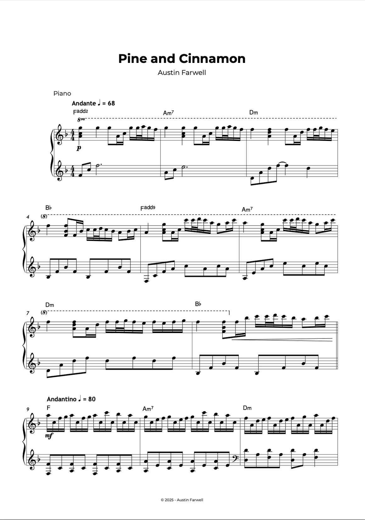 Austin Farwell Sheet Music | Deep Breaths + Dreaming + New Home