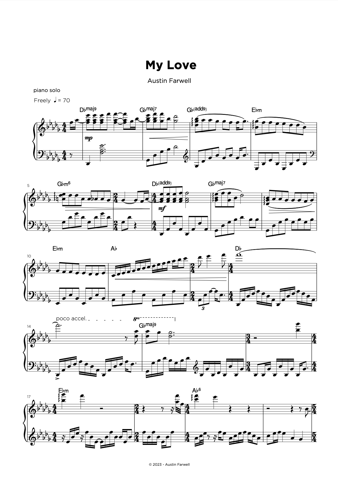 Austin Farwell Sheet Music | Deep Breaths + Dreaming + New Home