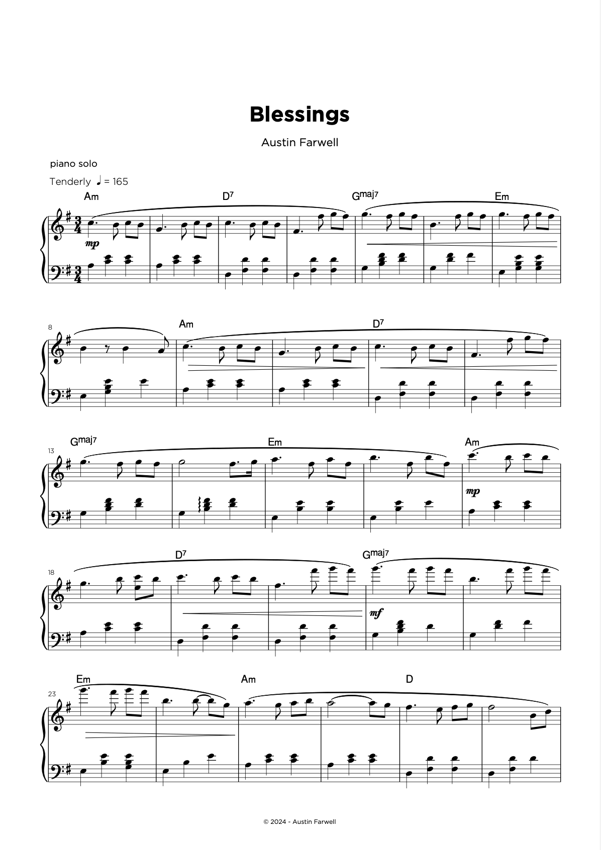 Austin Farwell Sheet Music | Deep Breaths + Dreaming + New Home