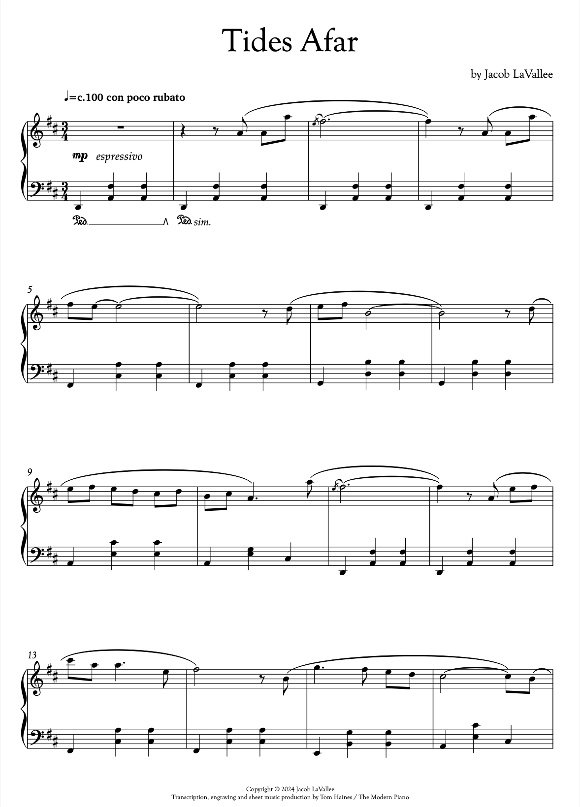 Jacob LaVallee Sheet Music