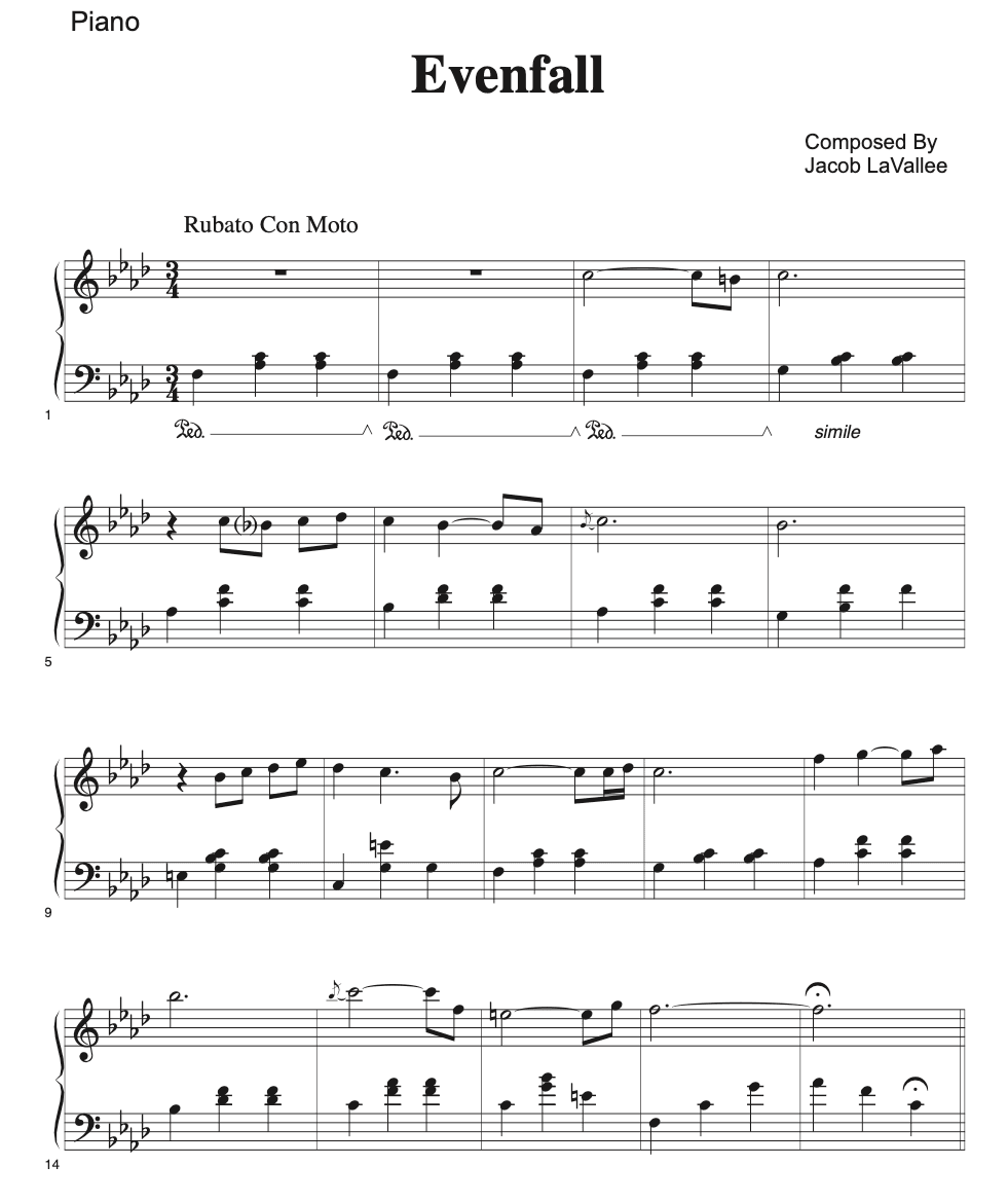 Evenfall - Sheet Music