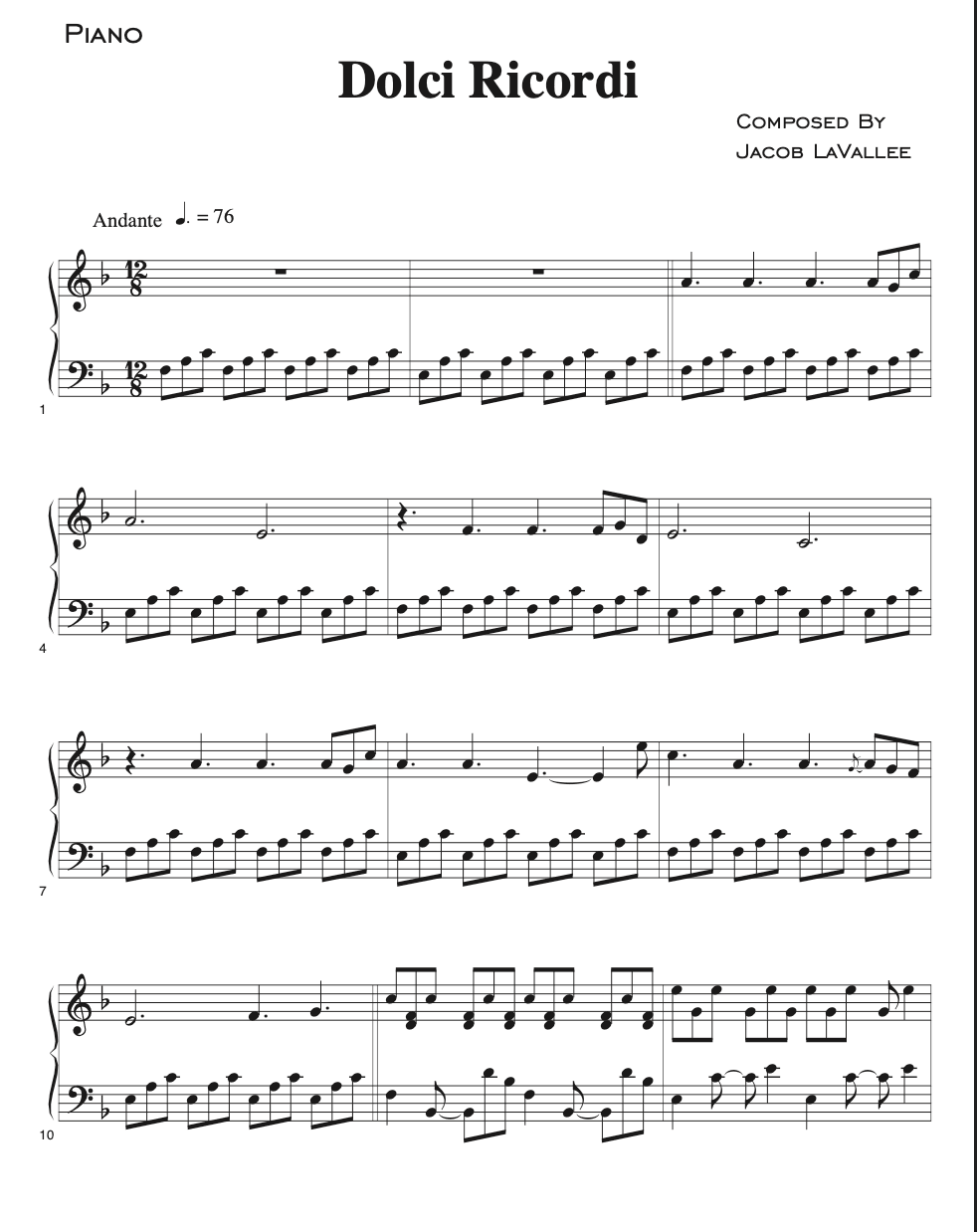 Dolci Ricordi - Sheet Music