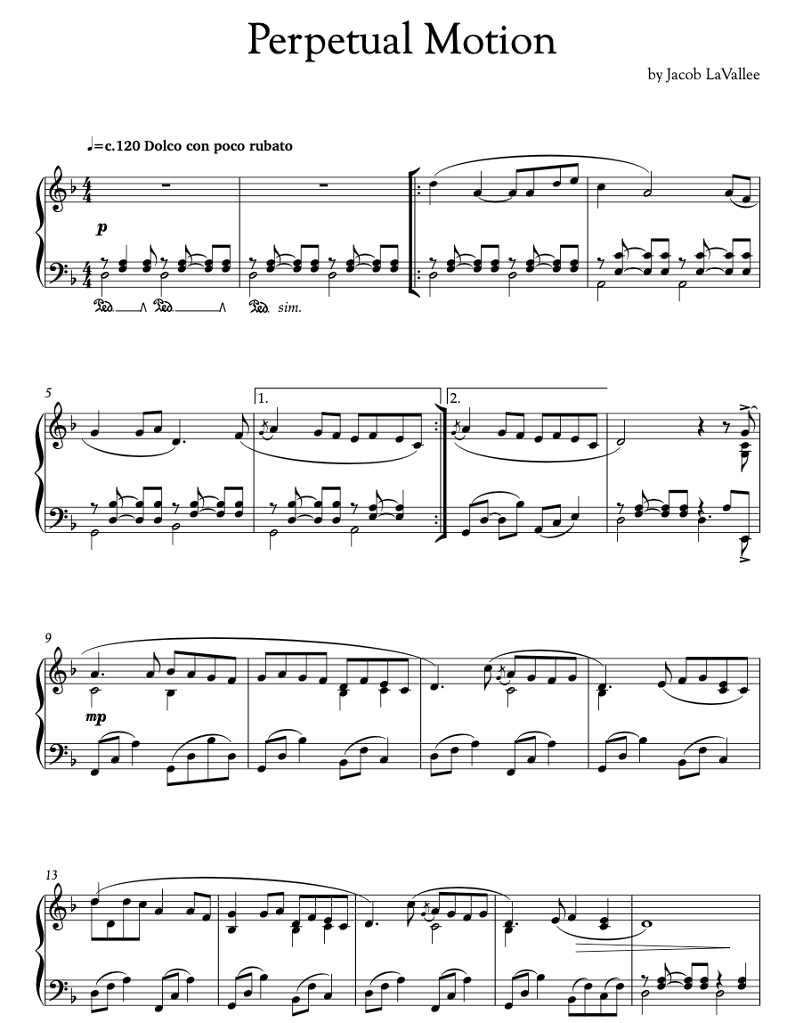 Jacob LaVallee Sheet Music